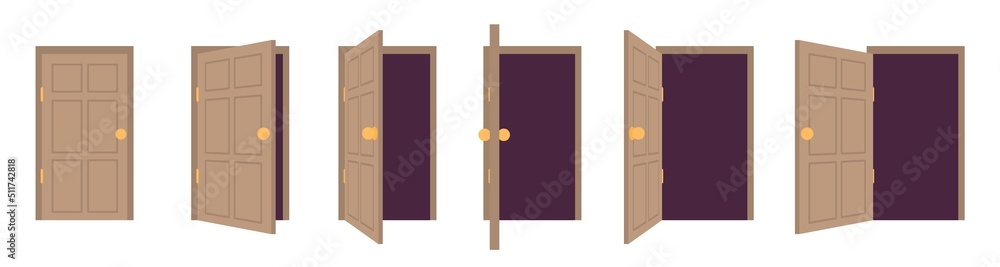 Door open or close. Sprite animation game house. 2D stage office room ...