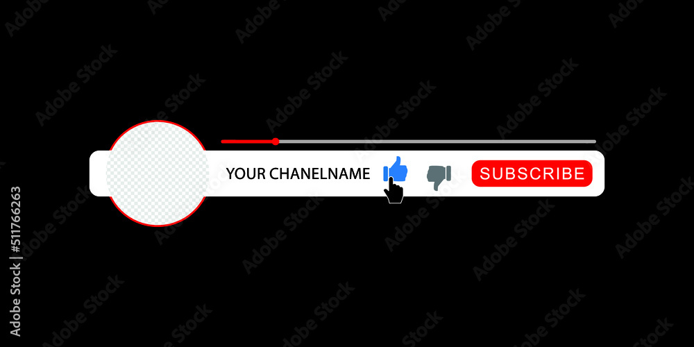 Youtube Lower Third. Social Media Broadcast Banner With Subscribe Button Stock Vector | Adobe Stock