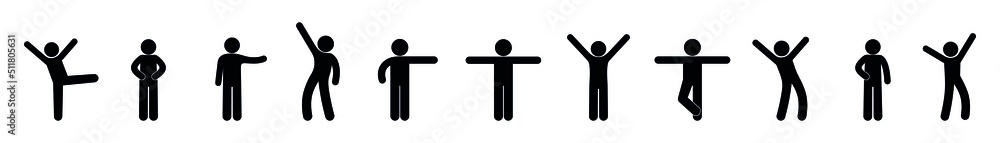 Human stick figure pictogram icons. Vector illustration, man standing ...