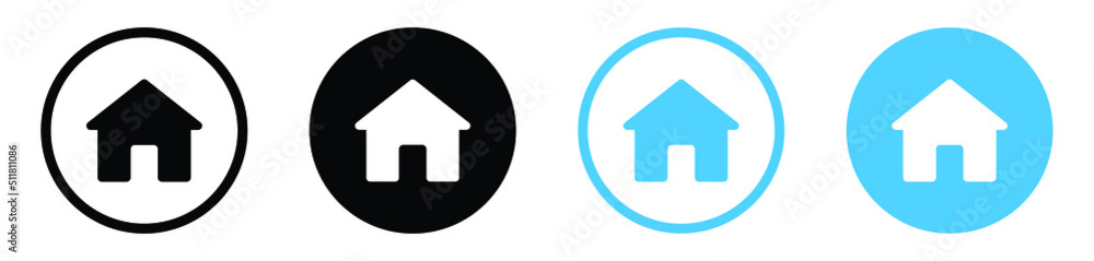 Web home icon button, House icon, Home sign in circle or Main page icon ...