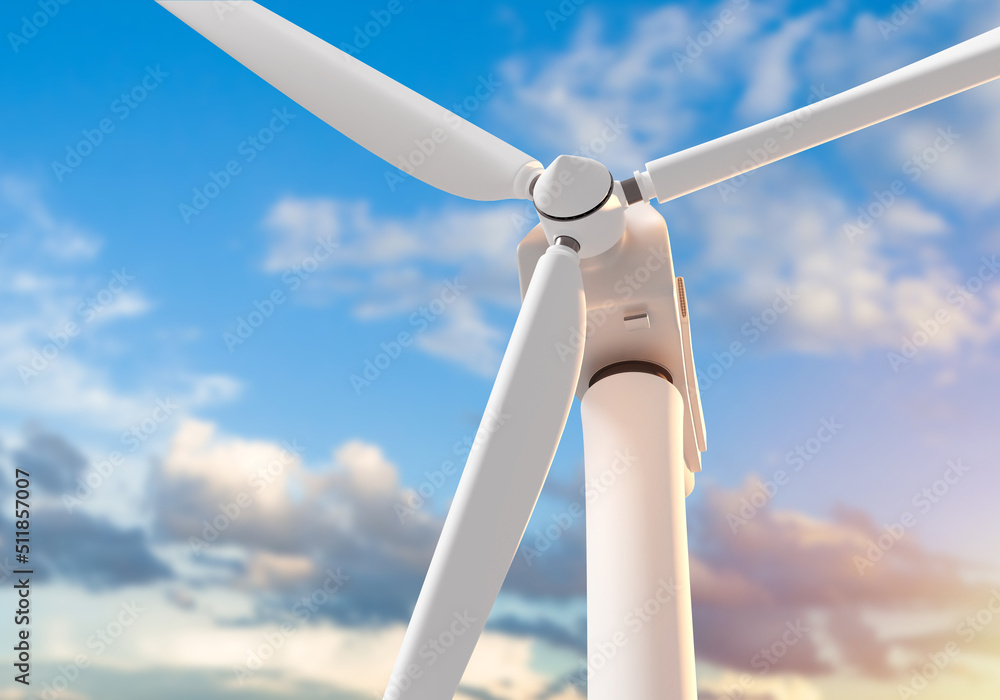 Wind power plant. Regenerative energy. Wind power generator. Wind ...