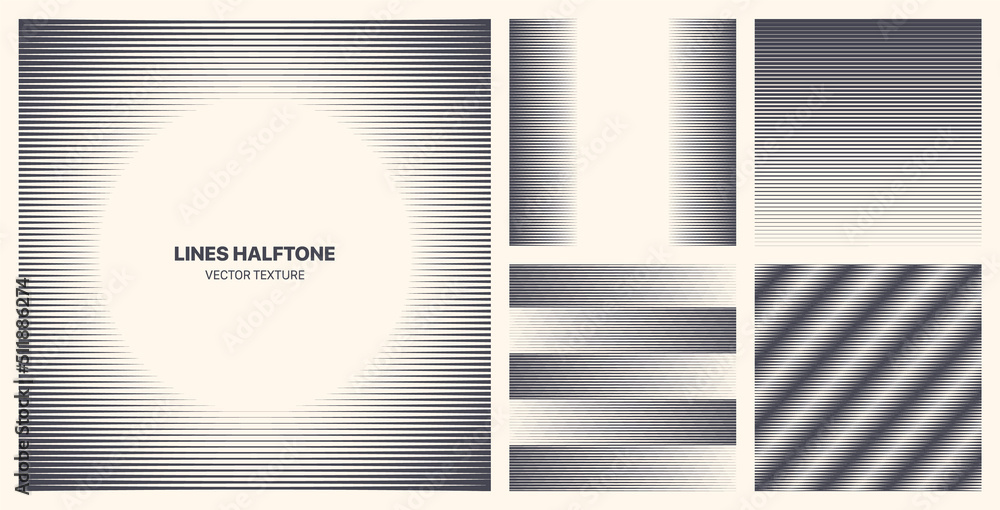 Assorted Various Modern Halftone Linear Textures Isolate Vector ...