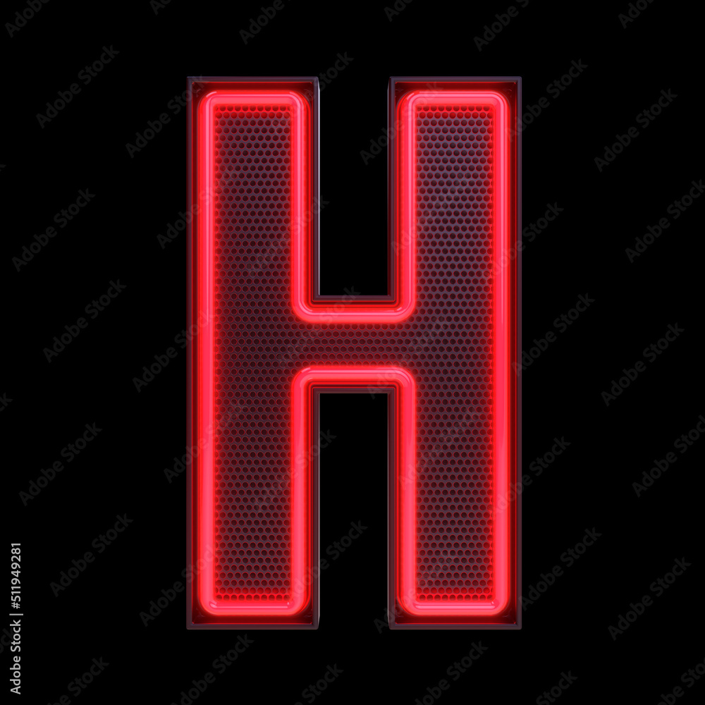 Neon retro Light Alphabet letter H isolated on a black background with ...
