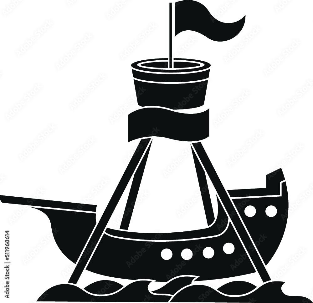 Black and White Cartoon Illustration Vector of a Pirate Ship Fair ...