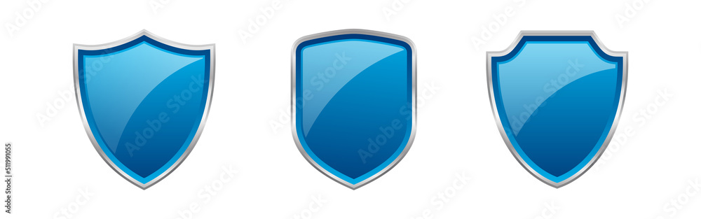 Vector blue 3d shield protections Stock Vector | Adobe Stock