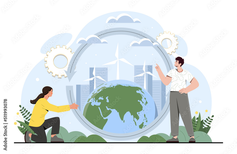 Vector de Stock Circular cycle concept. Man and woman develop harmless ...