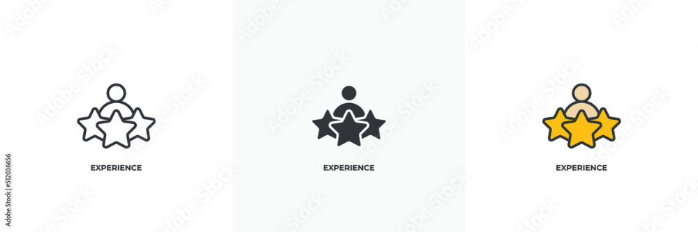 experience icon. Line, solid and filled outline colorful version ...