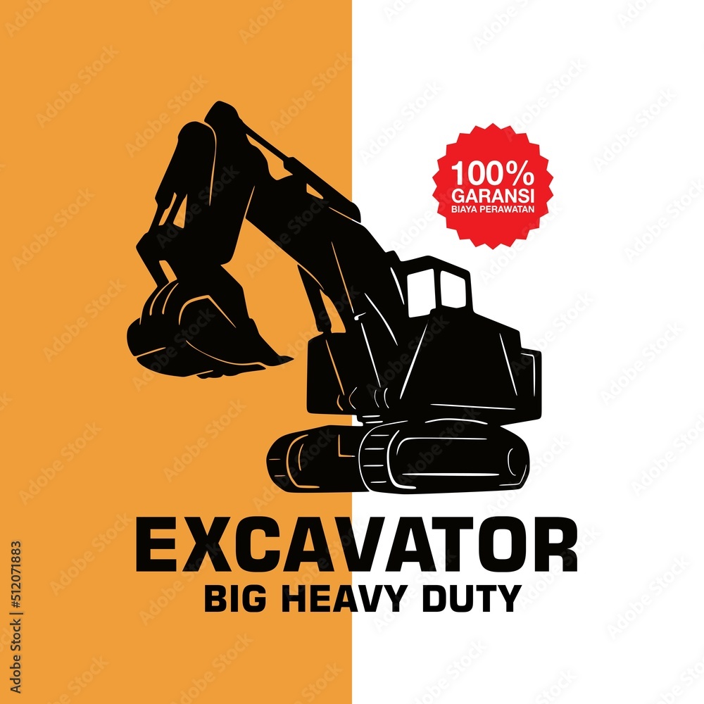 excavator heavy duty equipment logo, silhouette of great big machine ...