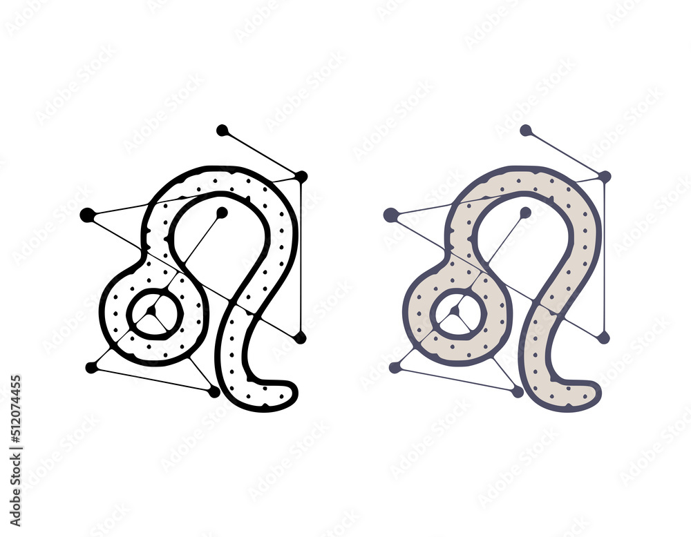 Leo zodiac sign vector illustration in hand drawn style isolated on ...
