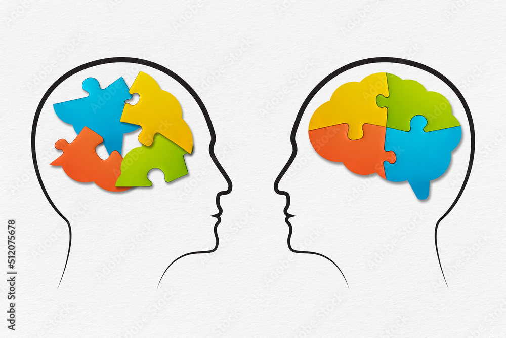 Different thinking, rational and irrational thinking concept. Mental ...