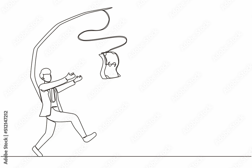 Vector de Stock Single one line drawing greedy businessman or manager ...