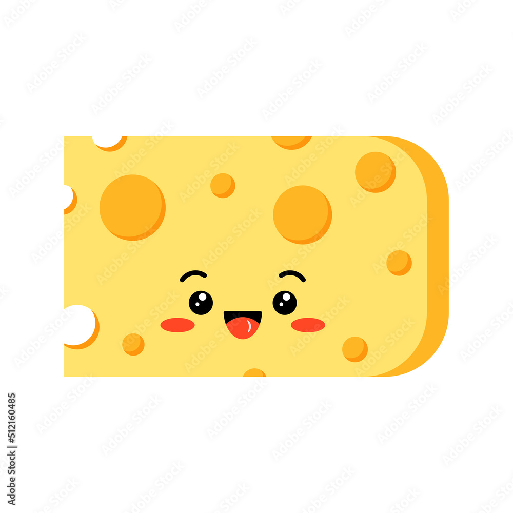 Cute laughing cheese character with hole slices isolated on white ...