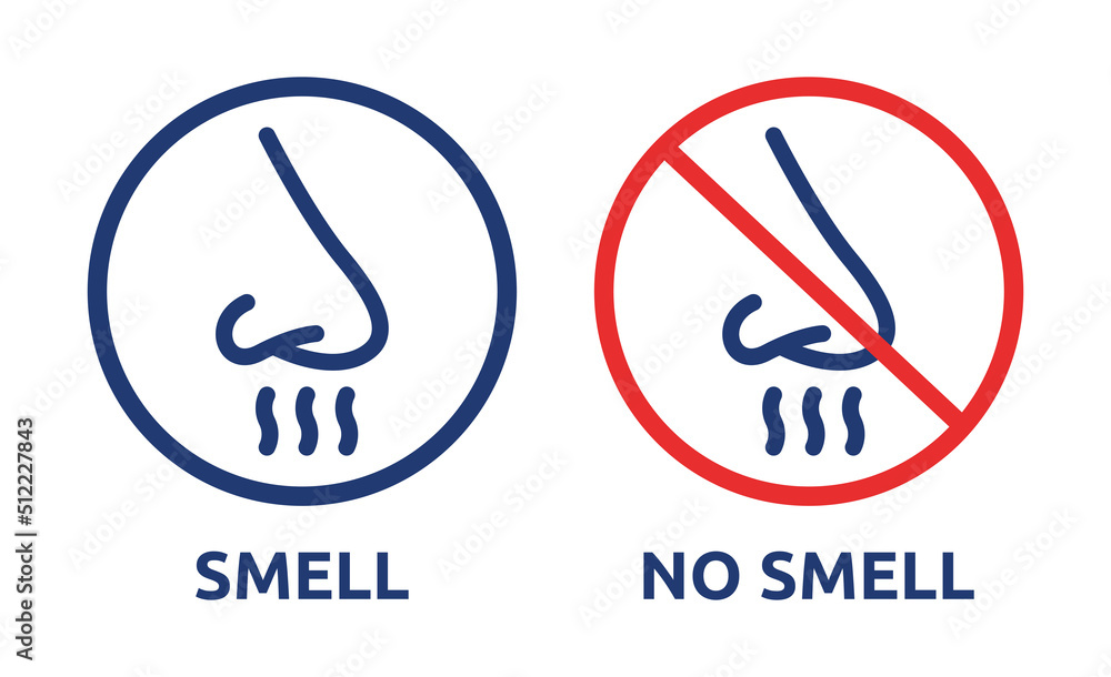 Smell and No Smell sign symbol with nose icon vector illustration ...