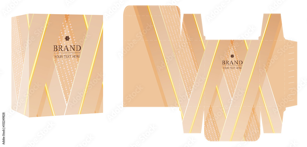 Packaging design, gold luxury box template and mockup box, illustration ...