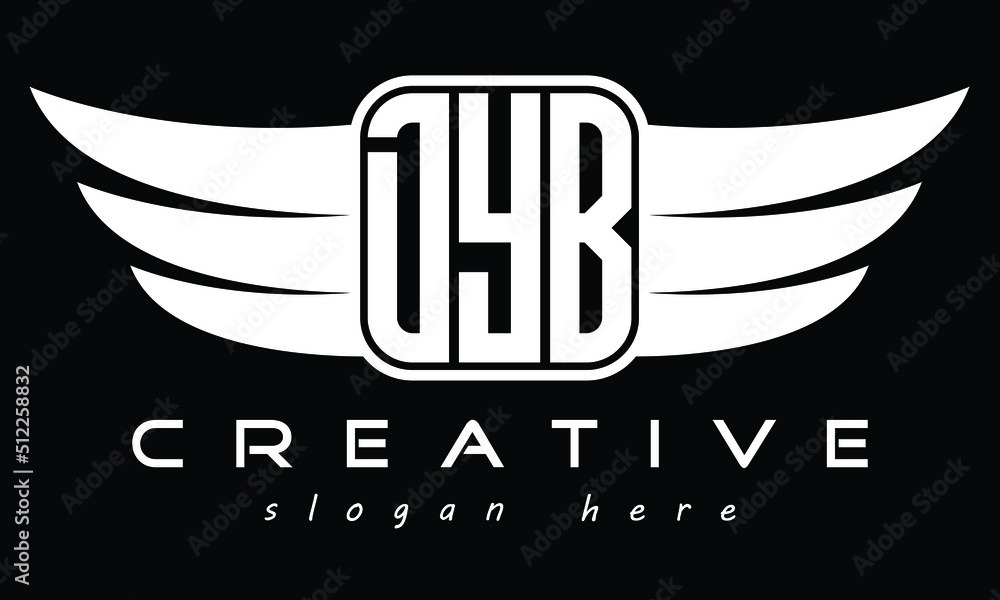 DYB Three letter Wing minimal typography font Monogram emblems flying ...
