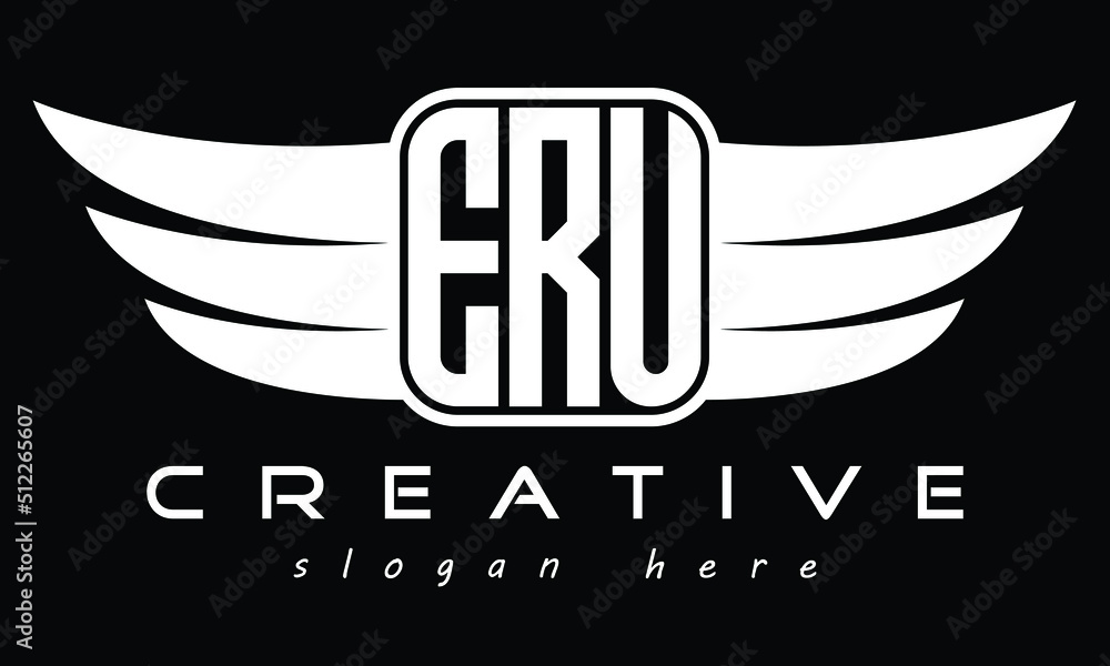 ERU Three letter Wing minimal typography font Monogram emblems flying ...