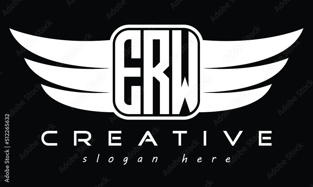 ERW Three letter Wing minimal typography font Monogram emblems flying ...