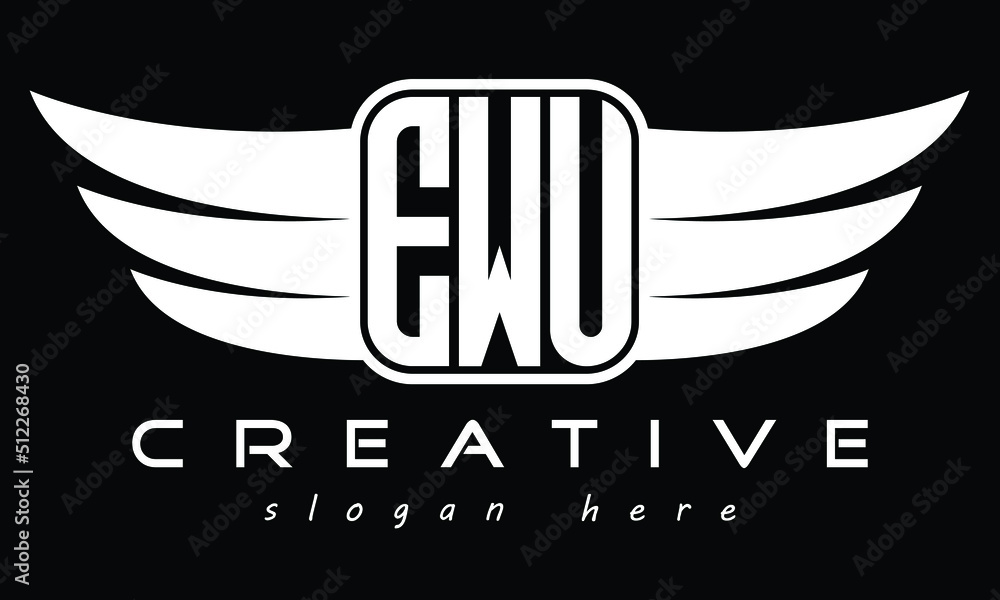 EWU Three letter Wing minimal typography font Monogram emblems flying ...