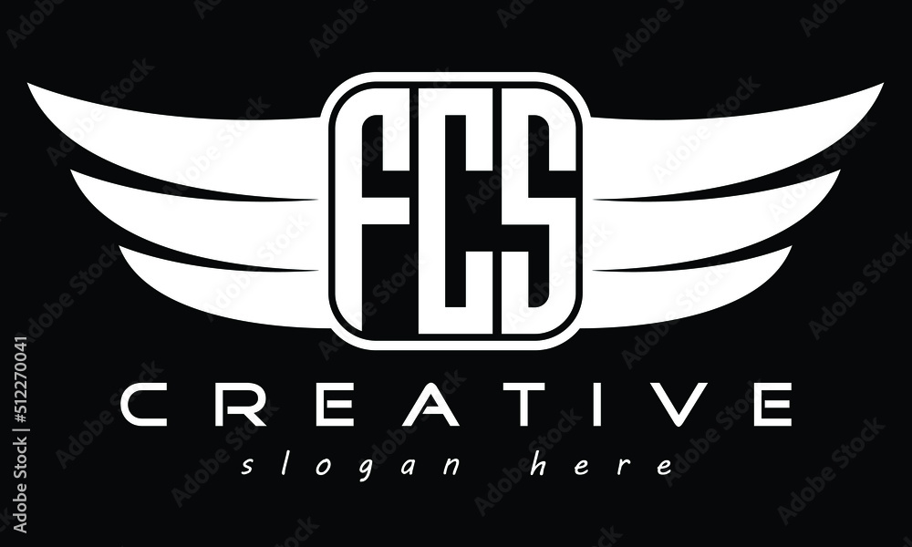 Three letter FCS Wing minimal typography font Monogram emblems flying ...