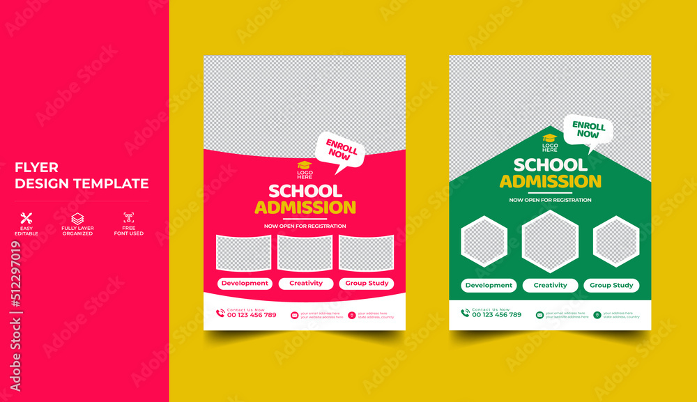 School admission flyer design template. back to school education flyer ...