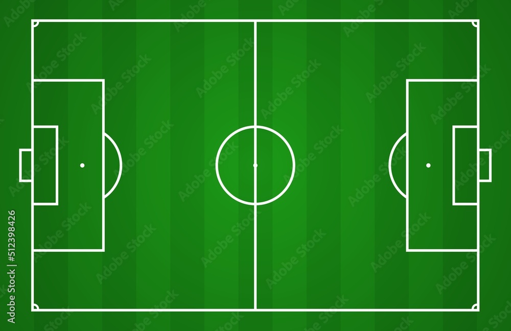 Football field. Top view of standard size soccer pitch with marking ...