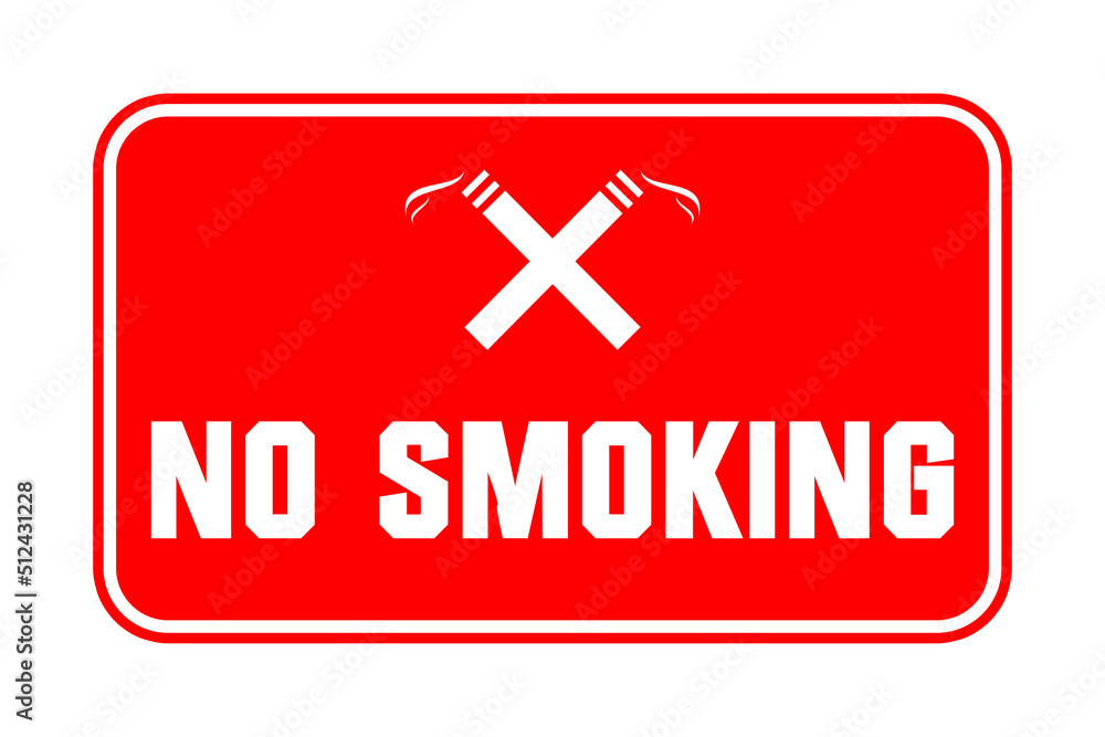 No Smoking sign in red & white color using a cigarette symbol in a ...