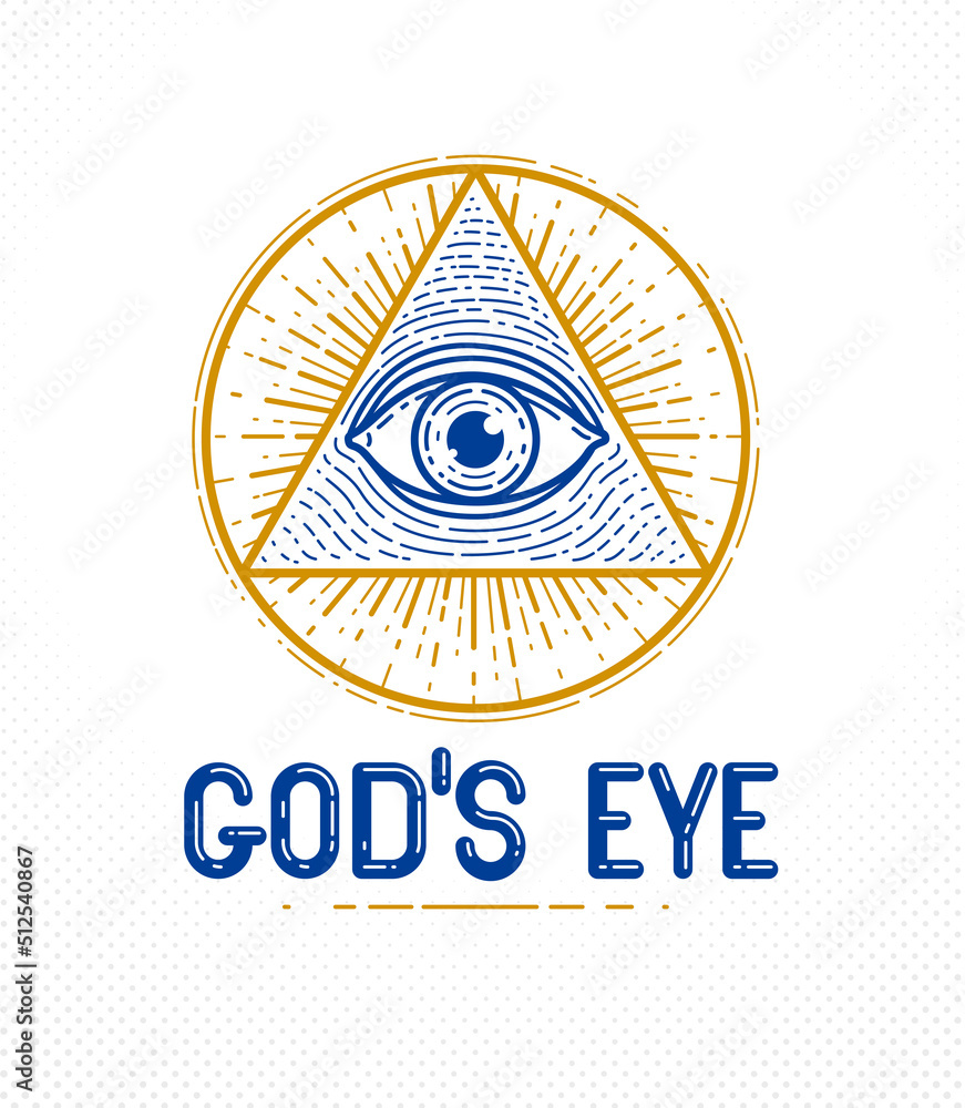 All seeing eye of god in sacred geometry triangle, masonry and ...