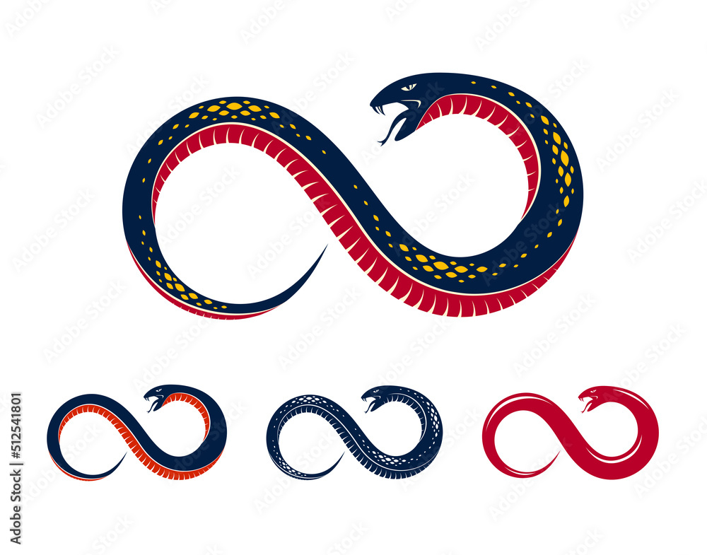 Snake eating its own tale, Uroboros Snake in a shape of infinity symbol ...