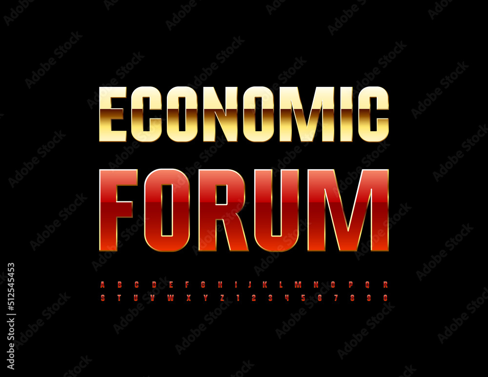 Vector bright sign Economic Forum. Elite trendy Font. Luxury Alphabet ...
