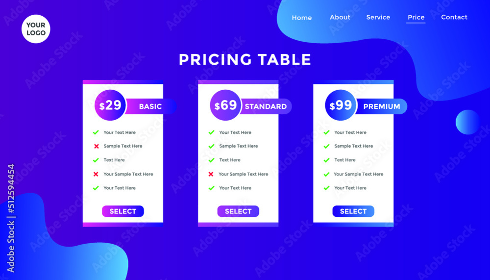 Subscription Package Pricing Comparison. business plan pricing chart ...