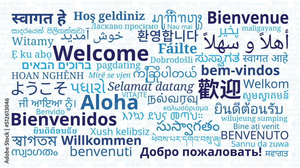 "Welcome" messages in different languages Stock Vector | Adobe Stock