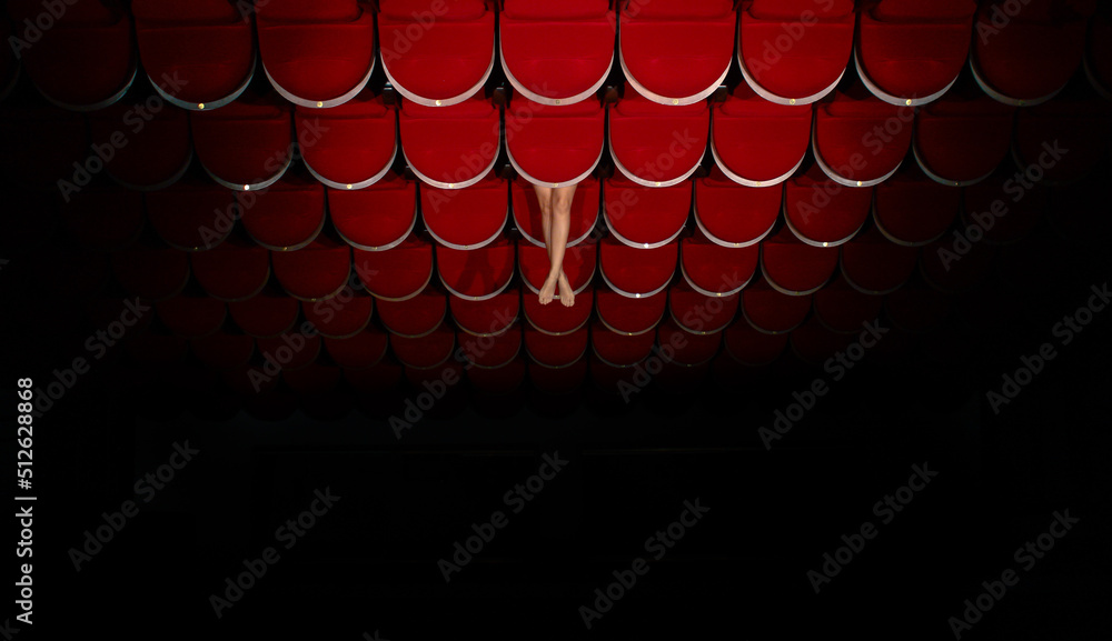 red stage curtains legs Stock Photo | Adobe Stock