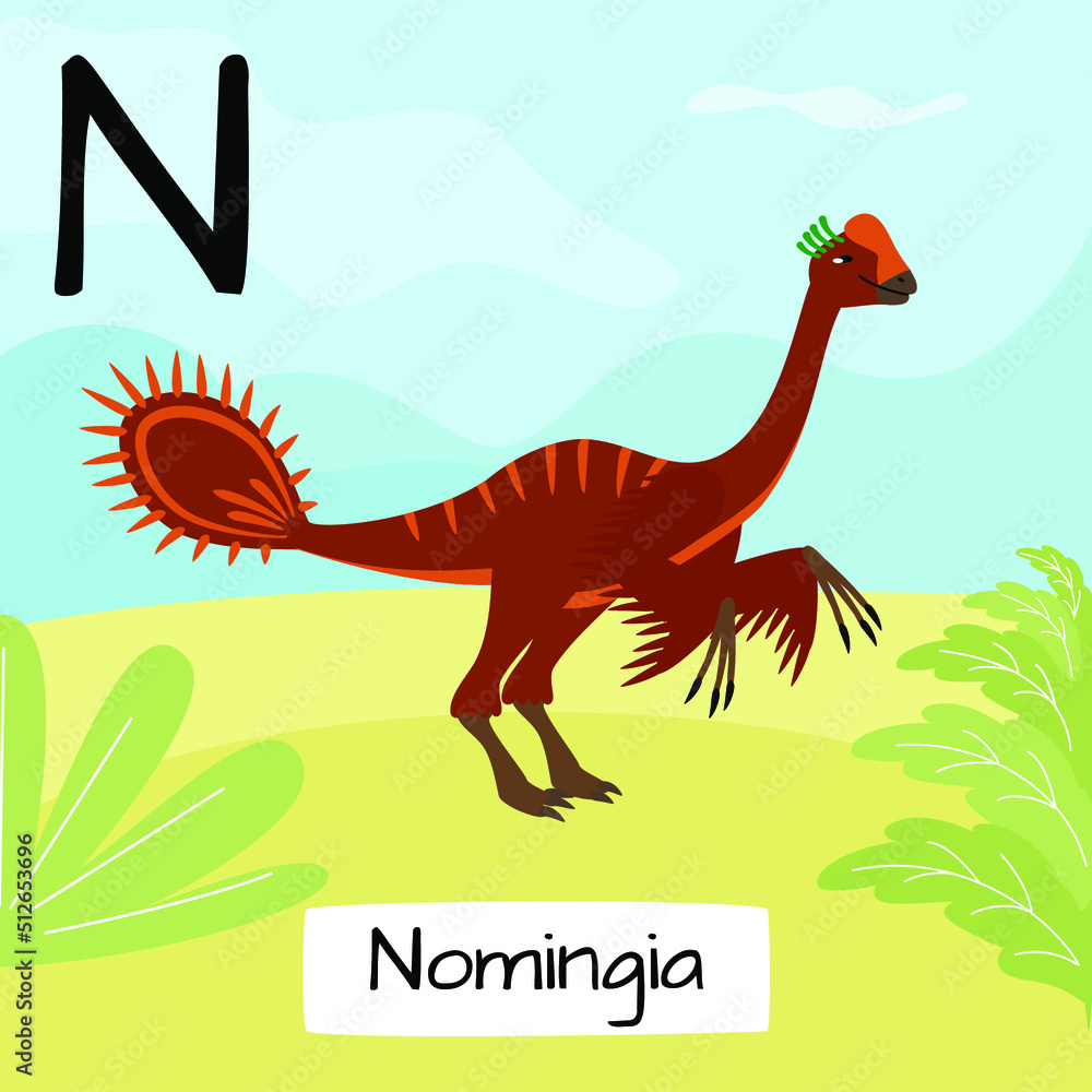 Nomingia dinosaur. Letter N. Children's alphabet education. Vector ...
