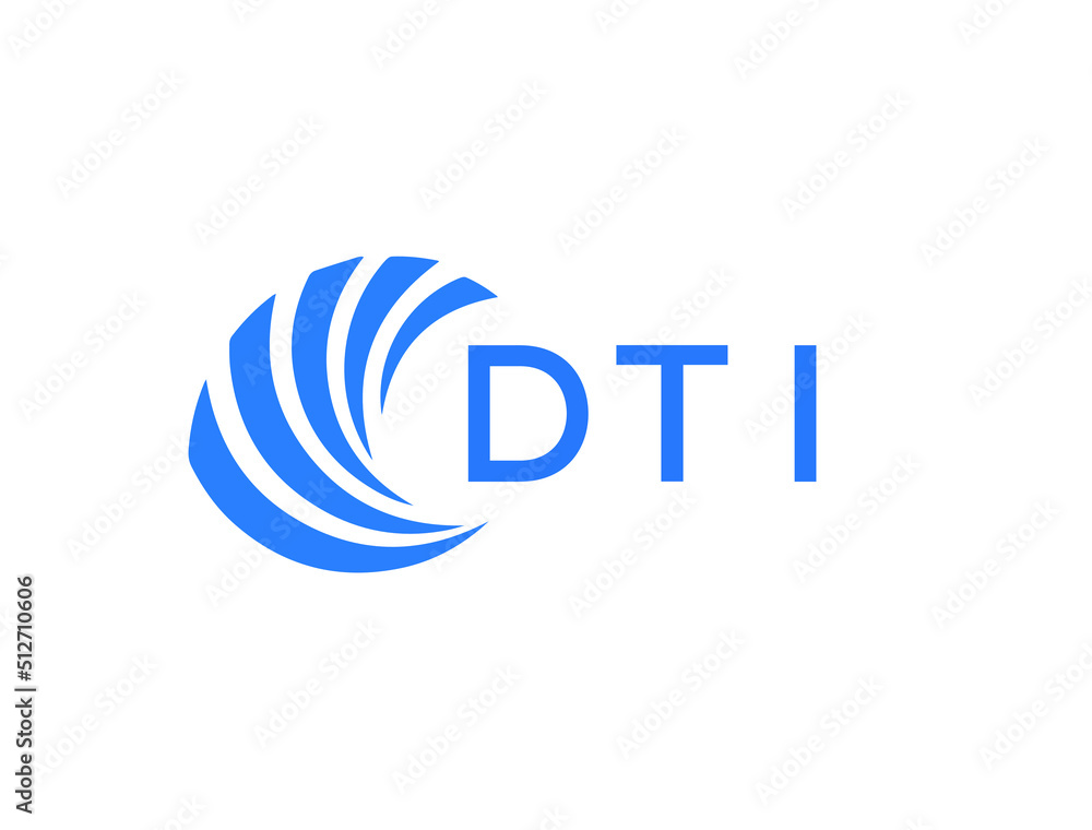 DTI Flat accounting logo design on white background. DTI creative initials Growth graph letter ...