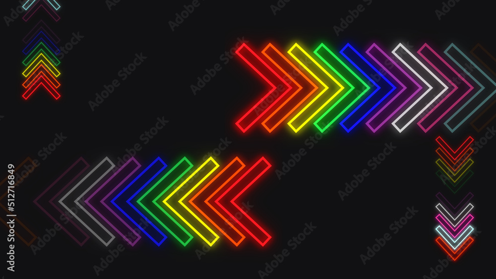 Pride flag colored loop arrow storke trail or transistion background ...