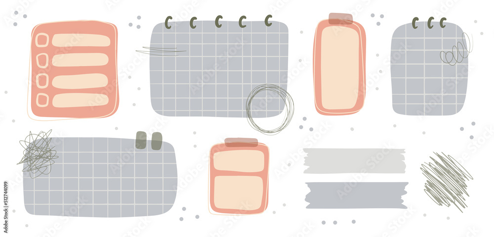 Set of Cute Scrapbook paper note and printable elements. To do list and ...