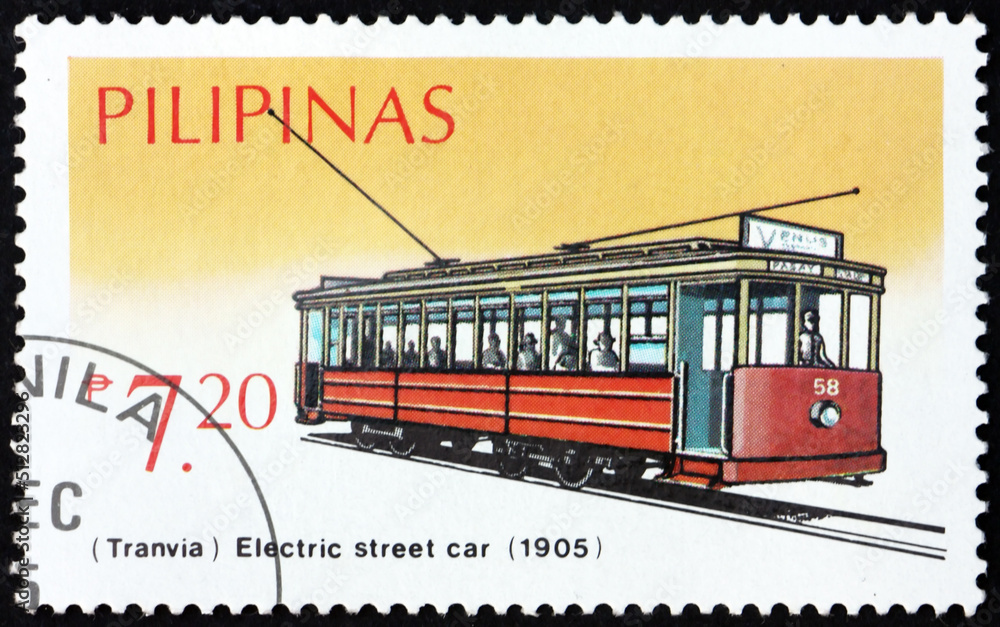 Postage stamp Philippines 1984 Tranvia, 1955 Stock Photo | Adobe Stock