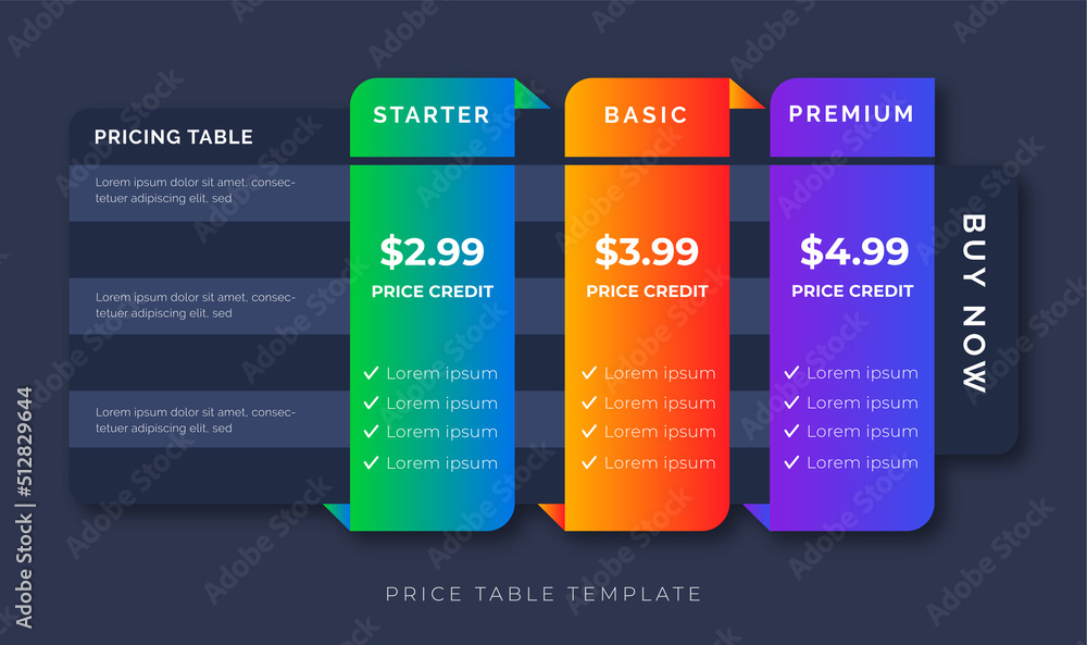 price table modern design price list subscription plans of Ui web ...