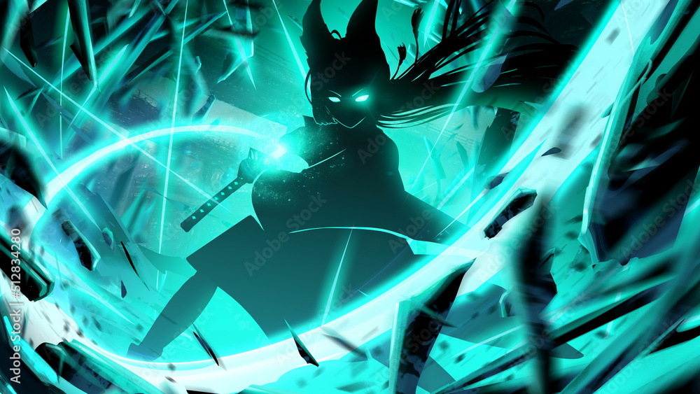A little girl, half human, half fox, cuts everything into thousands of ...