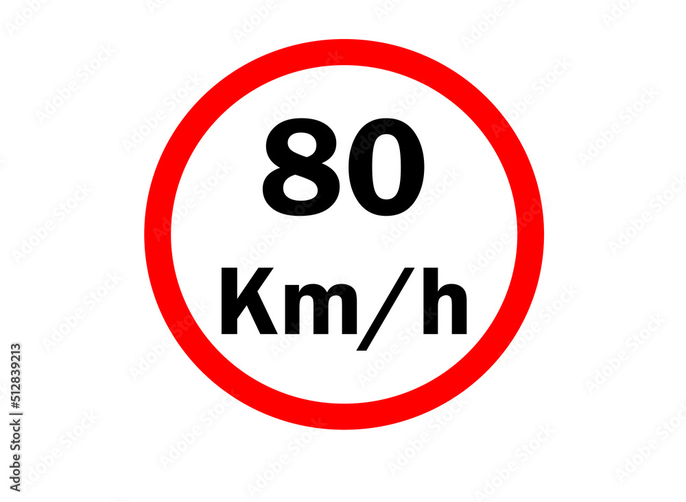 80Km/h Maximum speed limit vector, Road signs Stock Vector | Adobe Stock