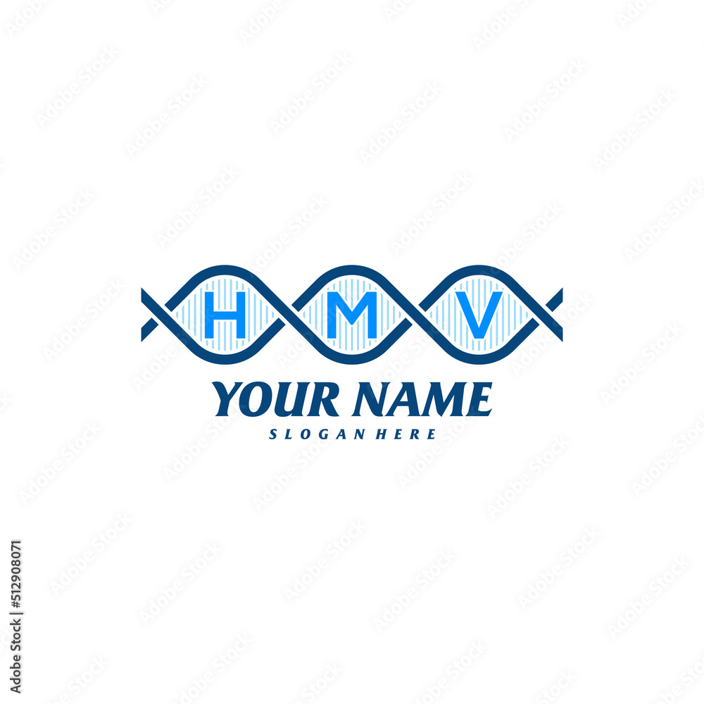 Letter HMV with dna Logo Design Template. Initial HMV logo concept ...