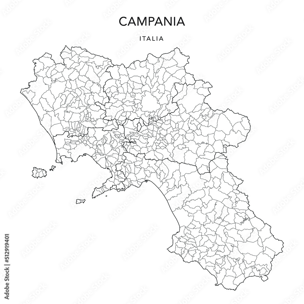 Vector Map of the Geopolitical Subdivisions of the Region of Campania ...