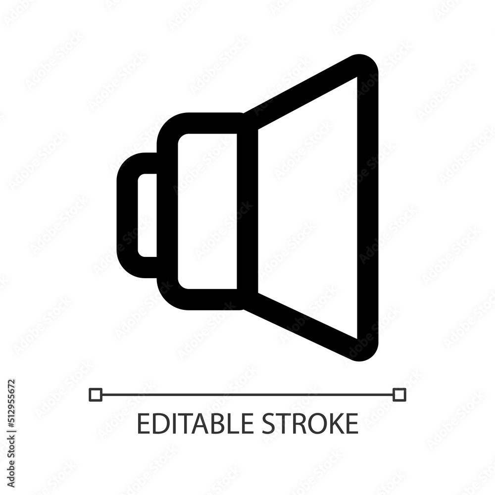 Sound white linear ui icon. Loud and silent. Loudspeaker. Media player control. GUI, UX design ...