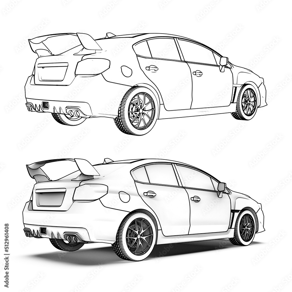 Contour drawing of the car. Coloring page for drawing. Black contour ...