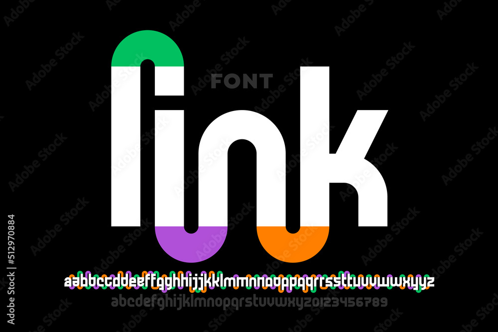 Linked letters font design, alphabet and numbers vector illustration ...