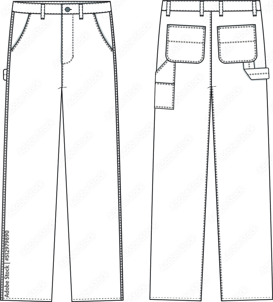 Carpenter Pants Work Skate Straight Leg Flat Technical Drawing ...