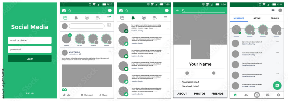 Web ui page template vector / Ai Illustrator Stock Vector | Adobe Stock