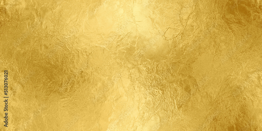 Seamless gold leaf background texture. Shiny golden yellow crumpled ...