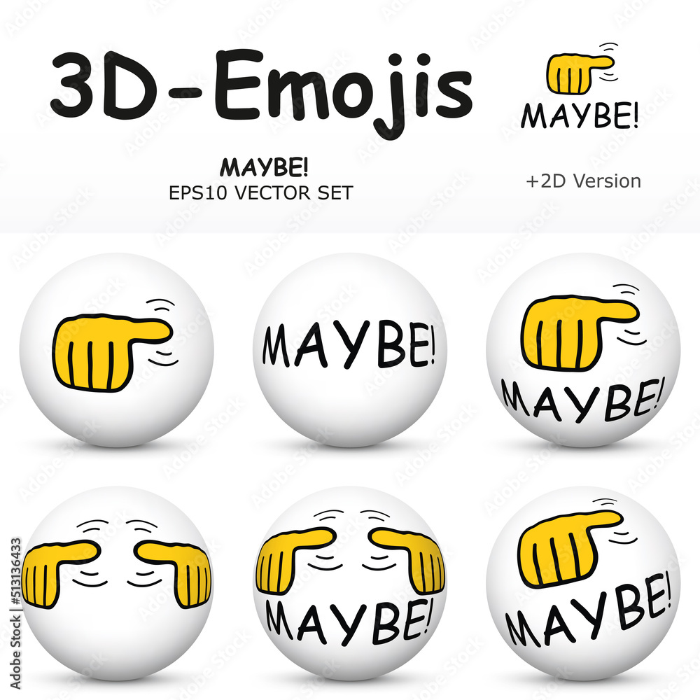 3D Emoji with THUMB MAYBE Hand Sign in 6 Different 3D Perspectives ...