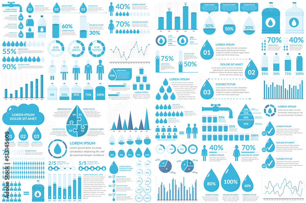 Big set of water infographic elements Stock Vector | Adobe Stock